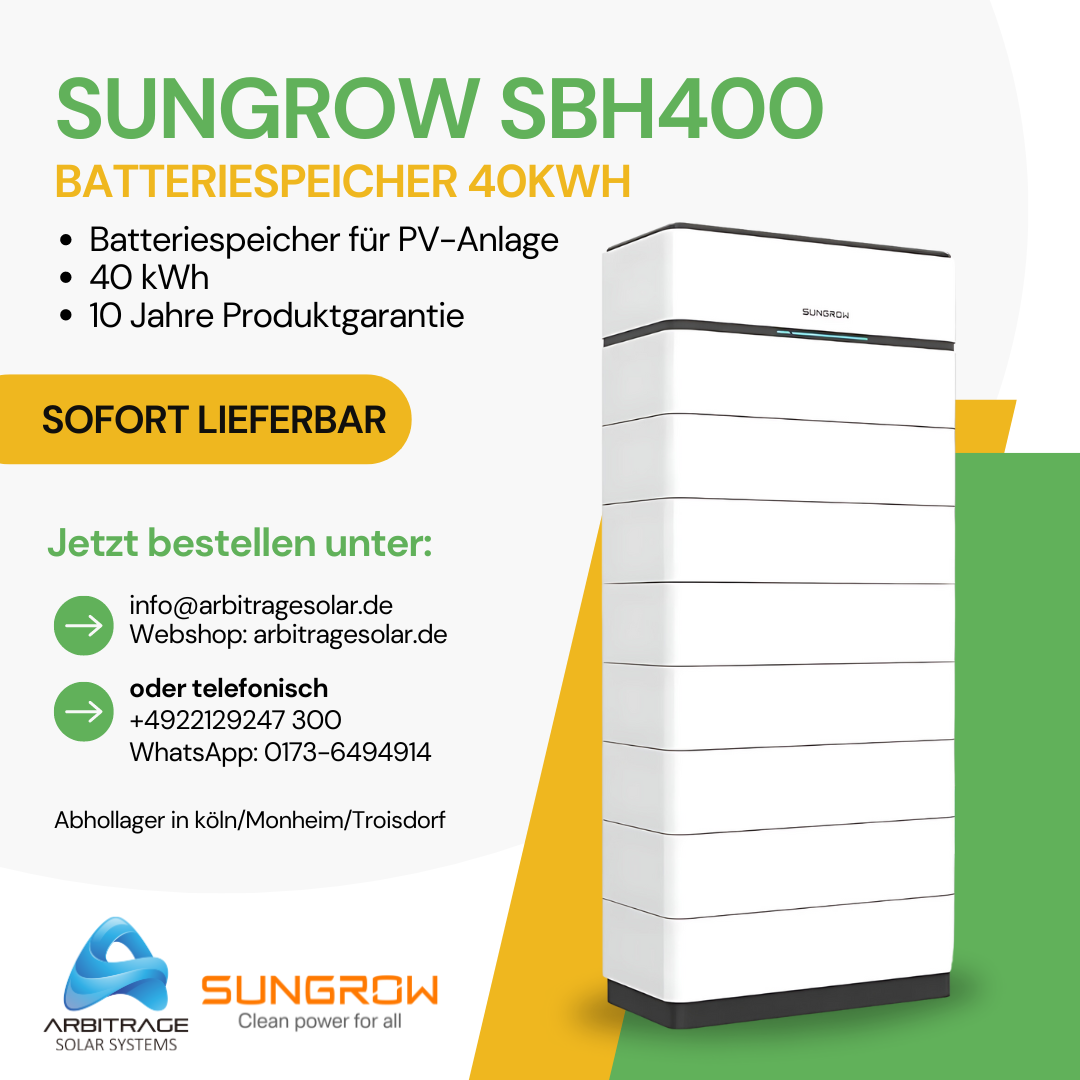 Sungrow SBH400 Batteriespeicher 40kWh Review - ARBITRAGE SOLAR SYSTEMS